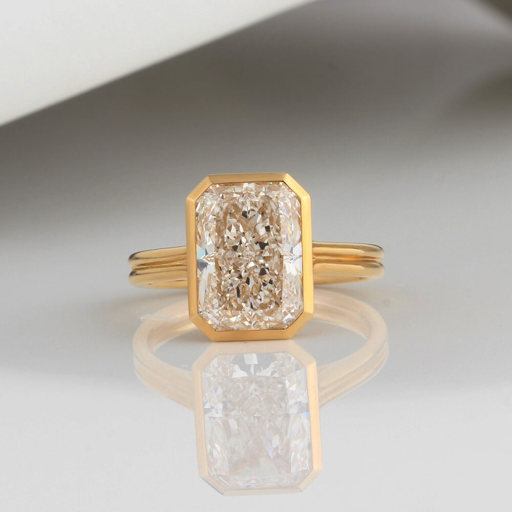 4 Carat Lab Diamond Radiant Bezel Ring 14K Gold – NOZBO JEWELRY